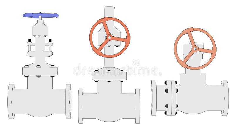 Industrial Valves Sketch. 3d Illustration Stock Illustration ...