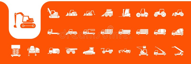 Industrial Vehicles Flat Modern Icon Set Collection Vector Design Stock ...