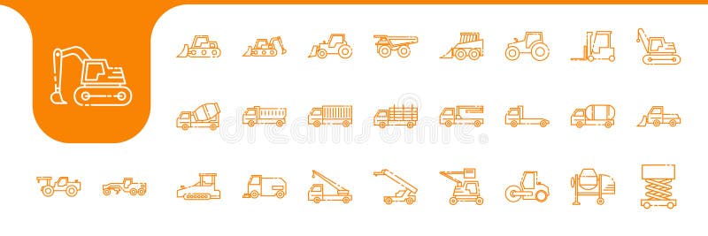 Industrial Vehicles Line Modern Icon Set Collection Vector Design Stock ...
