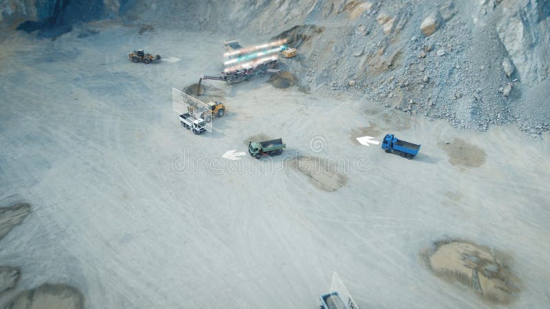 Industrial Vehicles Working with Rocks and Minerals at a Quarry Site ...