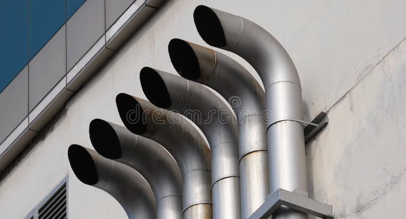 Industrial Vent Pipes on Building Facade Stock Image - Image of outer ...