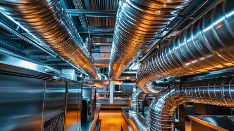 Industrial Ventilation System in a Commercial Kitchen Stock ...