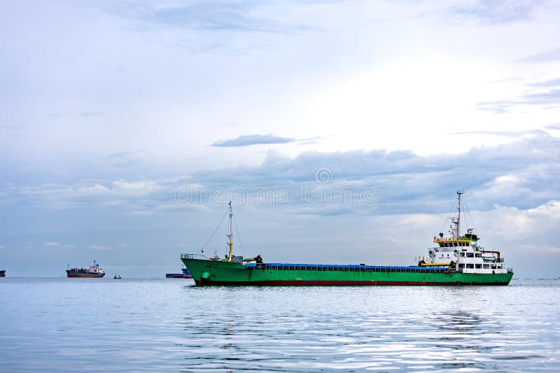 Industrial Vessel Floating on Calm Ocean Waters Stock Photo - Image of ...