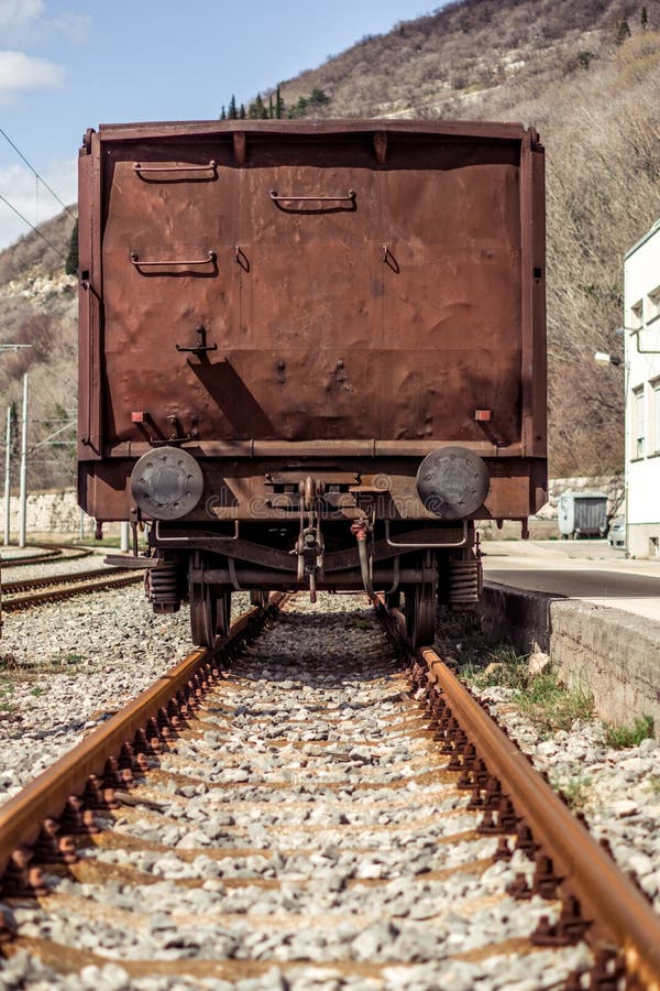 Industrial View of the Back of a Brown Vagon Covered with Rust. Stock ...