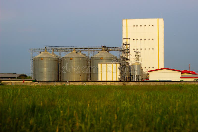 Industrial View of a Factory in the Middle of a Rice Field Stock Image ...