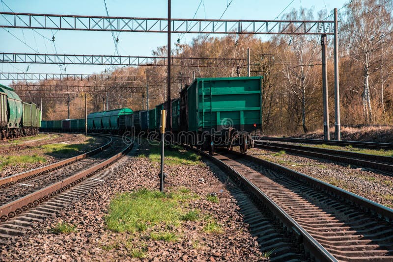 Industrial View with Freight Cars on a Railway Track Stock Image ...
