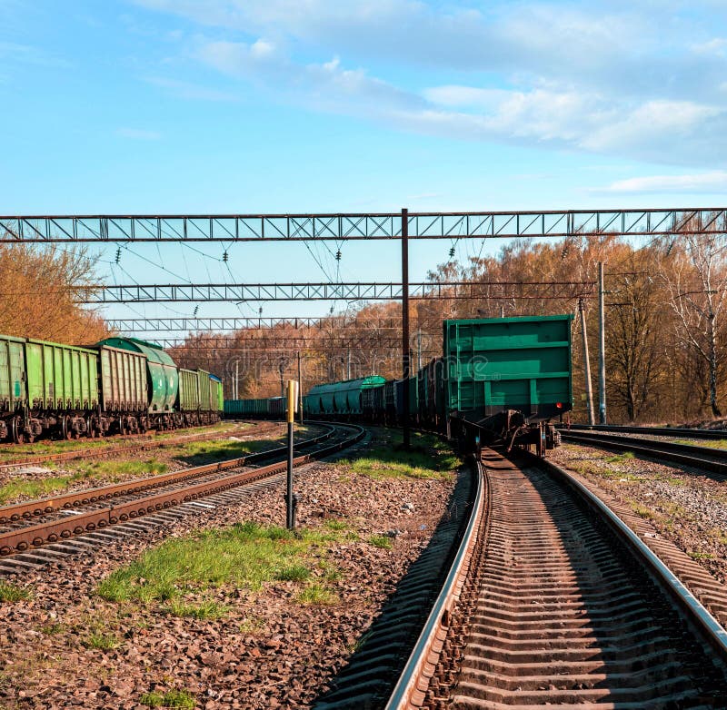 Industrial View with Freight Cars on a Railway Track Stock Image ...