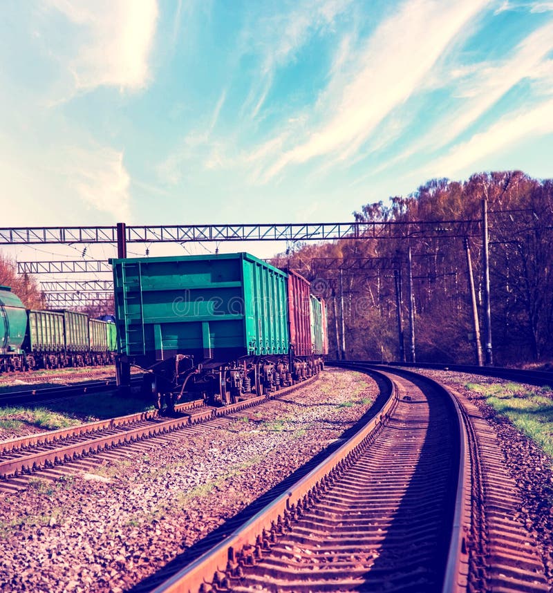 Industrial View with Freight Cars on a Railway Track Stock Image ...