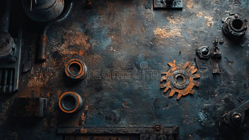 Industrial Vintage Gear on Weathered Rusty Metal Surface Stock Photo ...