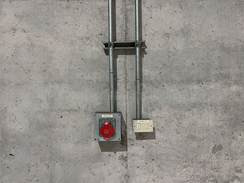 Industrial Wall Socket Over Concrete Textured Wall Stock Photo - Image ...