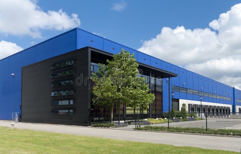 Blue warehouse stock photo. Image of entry, factory, facade - 24483988