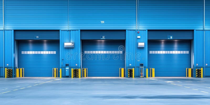 Industrial Warehouse Blue Exterior Loading Dock Doors Logistics ...