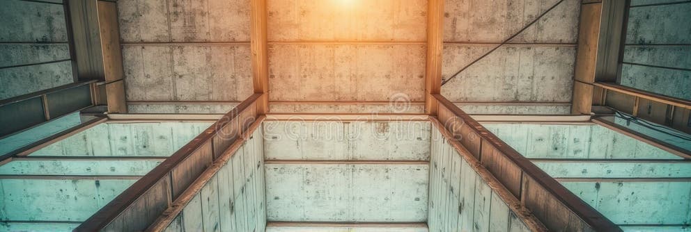 Industrial Warehouse Ceiling with Metal Beams and Overhead Lighting ...