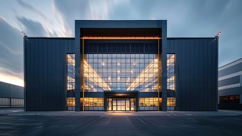 Industrial Warehouse Exterior, Contemporary Architecture, Front View ...