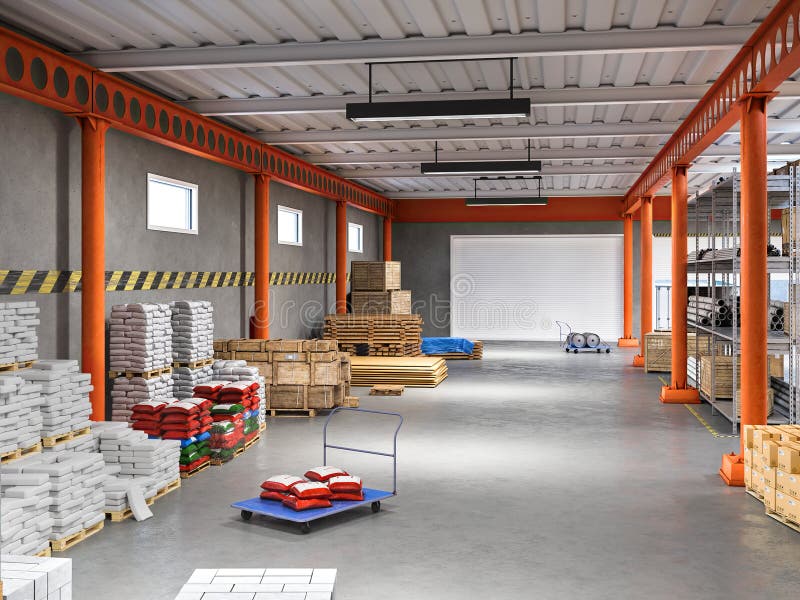 Industrial Warehouse Interior Stock Illustration - Illustration of ...
