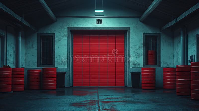 Industrial Warehouse Interior at Night Stock Image - Image of ...