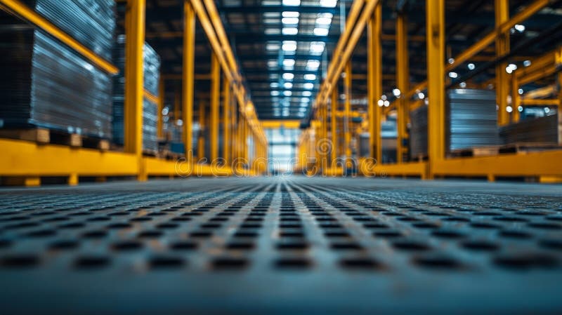 Industrial Warehouse Interior with Yellow Metal Beams. Stock Image ...