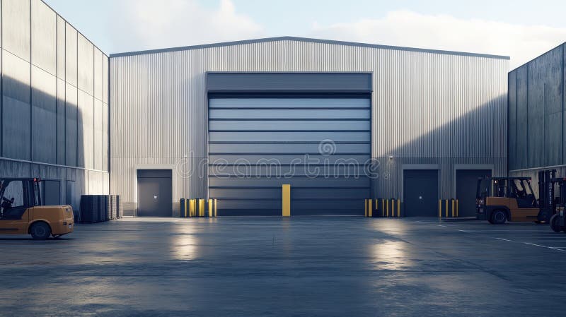 Industrial Warehouse with Loading Area and Forklifts in a Spacious ...