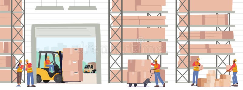 Industrial Warehouse Logistics and Merchandising Concept. Worker ...