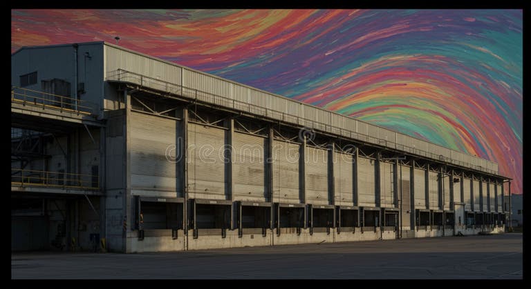 An Industrial Warehouse with a Long, Rectangular Structure Features ...