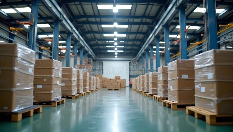 Industrial Warehouse Pallets of Packaged Goods in Loading Area Stock ...