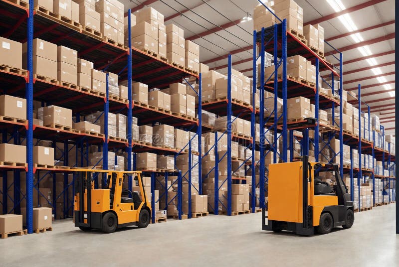 Industrial Warehouse, Racks with Boxes. Generative AI Stock ...