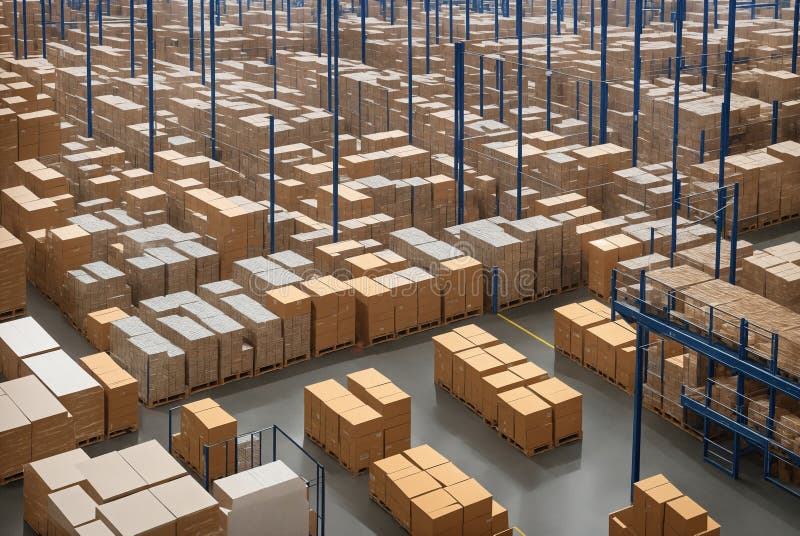 Industrial Warehouse, Shelving with Boxes. Generative AI Stock ...