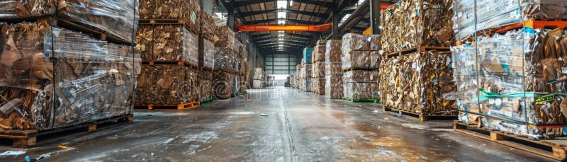 Industrial Warehouse with Stacked Pallets Stock Illustration ...
