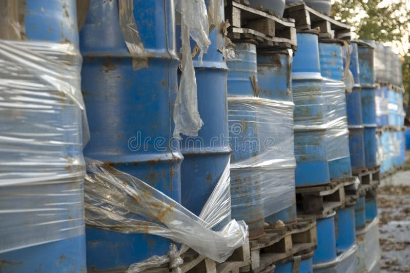 Industrial waste barrels stock image. Image of container - 4117335