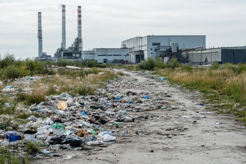 Industrial Waste Dump with Pollution and Factory Background Stock ...