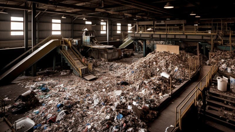 Industrial Waste Management Facility Stock Photo - Image of interior ...
