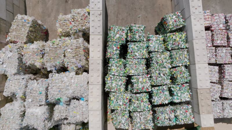 Compressed Waste Block Seen from Drone Stock Video - Video of drone ...