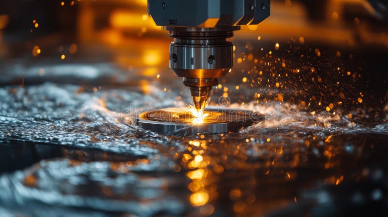 Industrial Water Jet Cutting Metal Precision Manufacturing Process ...