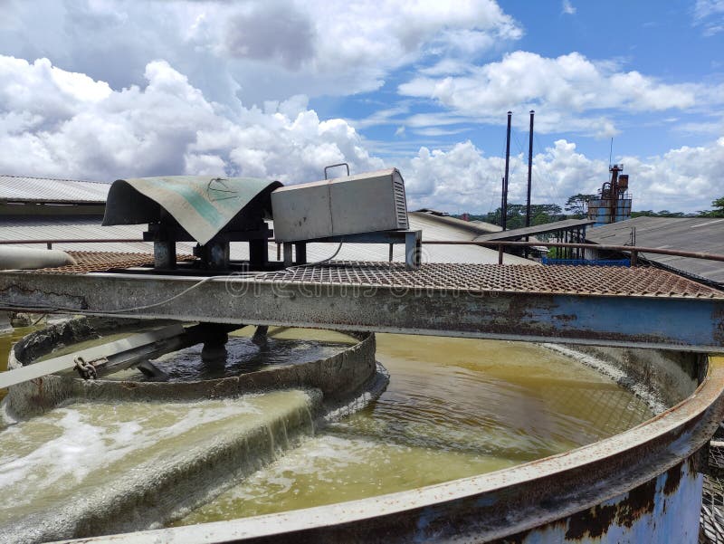 Industrial Water Processing Tank with Metal Structure in Open ...