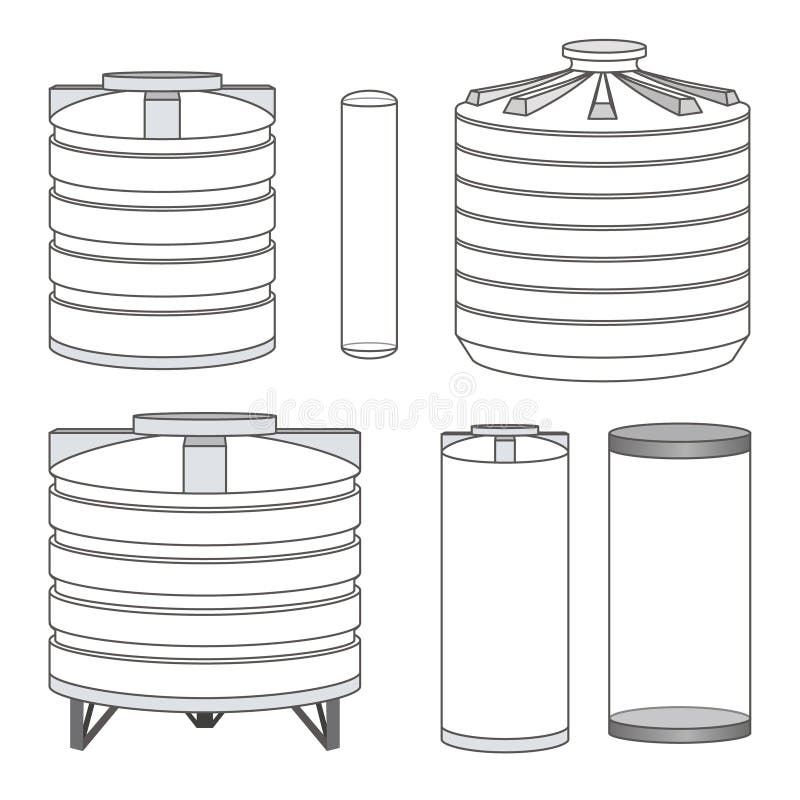 Industrial Water Tanks Set. Vector Stock Vector - Illustration of ...