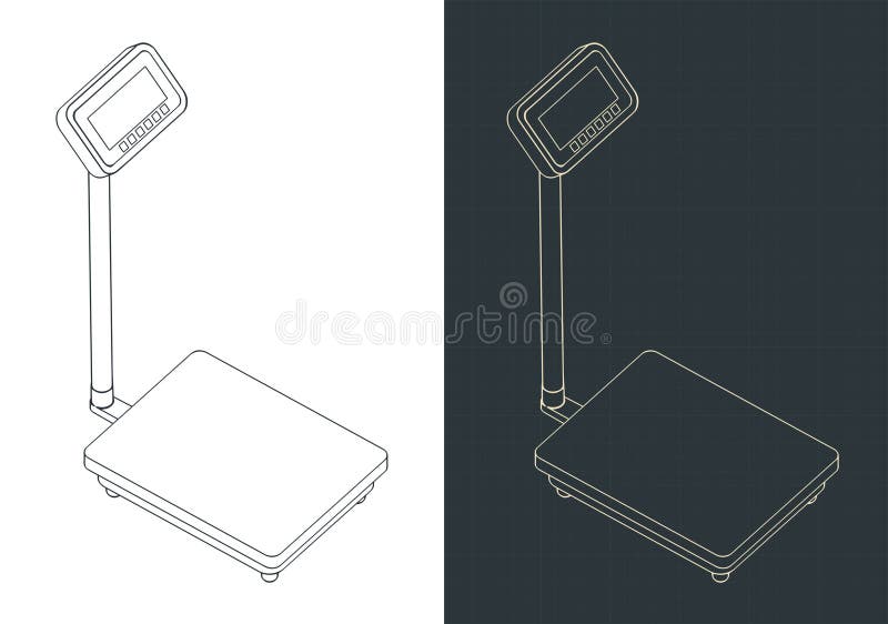 Industrial Weighing Scale Isometric Blueprints Stock Vector ...