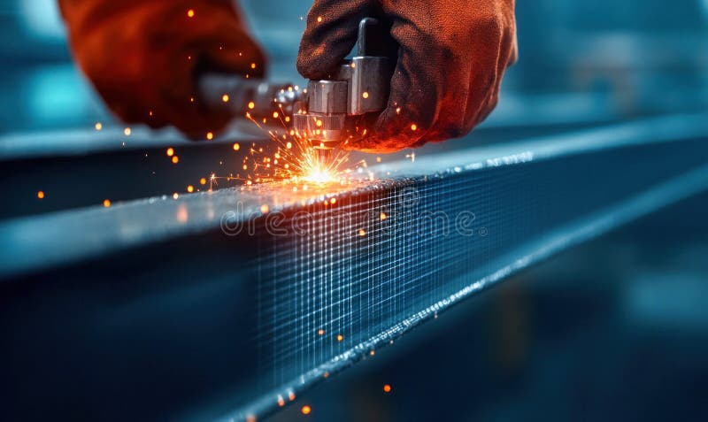 Industrial Welding Process with Sparks and Steel Precision Stock ...
