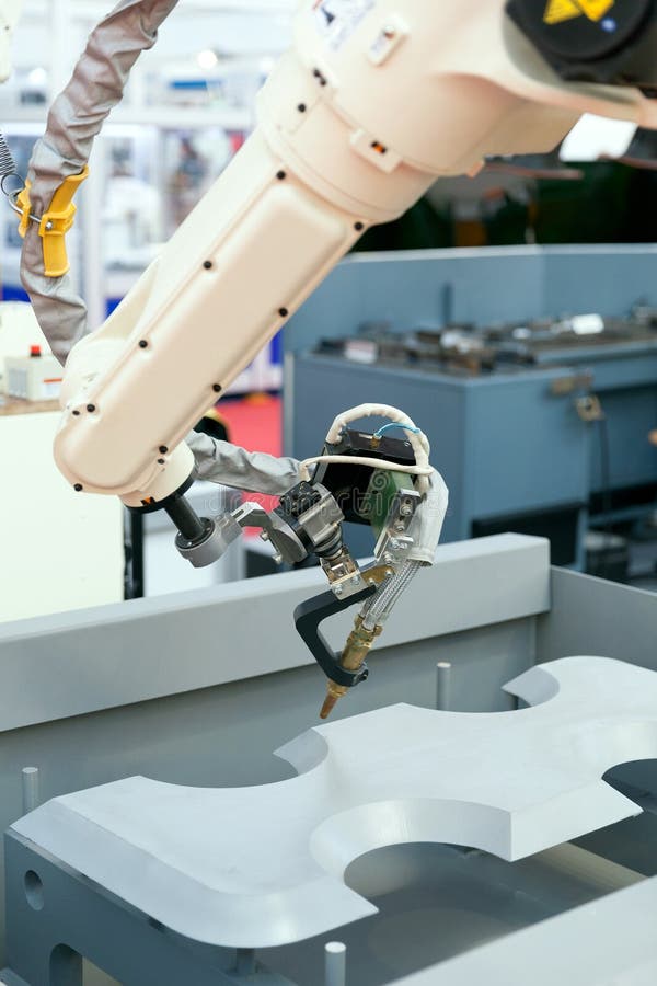 Industrial Welding Robotic Arm Stock Photo - Image of automated, focus ...