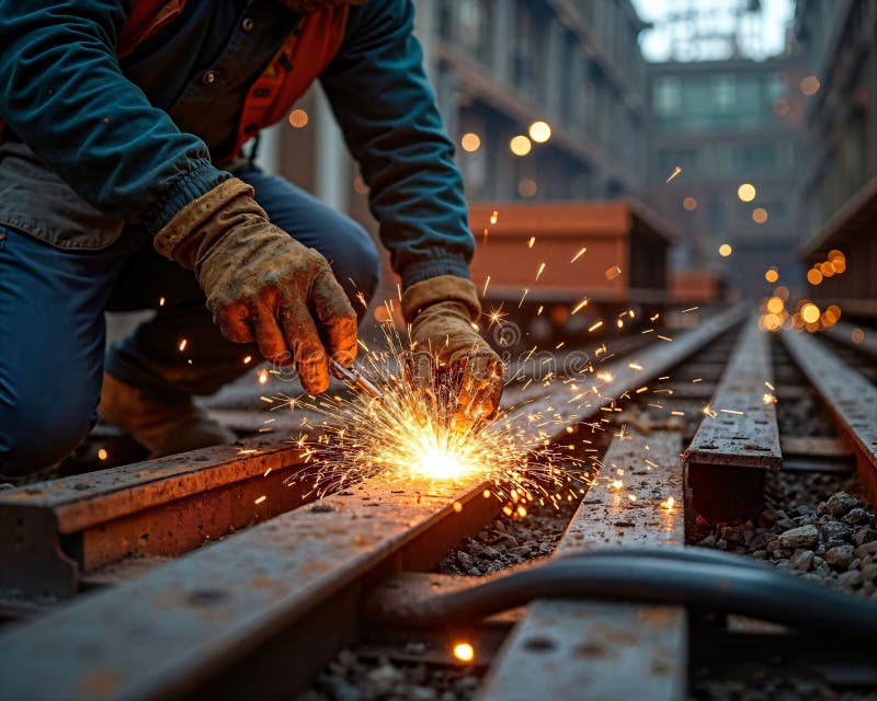 Industrial Welding with Sparks Stock Illustration - Illustration of ...