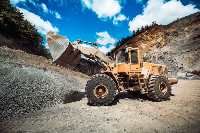 Industrial Wheel Loader Working on Construction Site Stock Photo ...