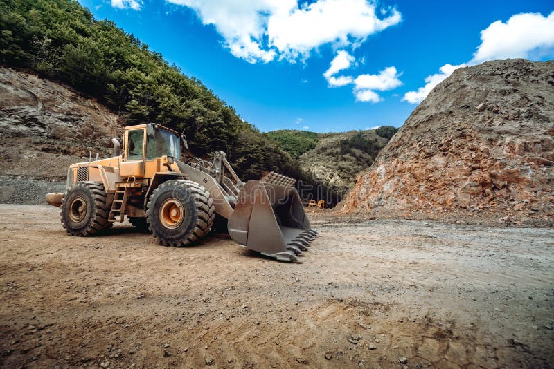 Industrial Wheel Loader Working on Construction Site, Stock Photo ...