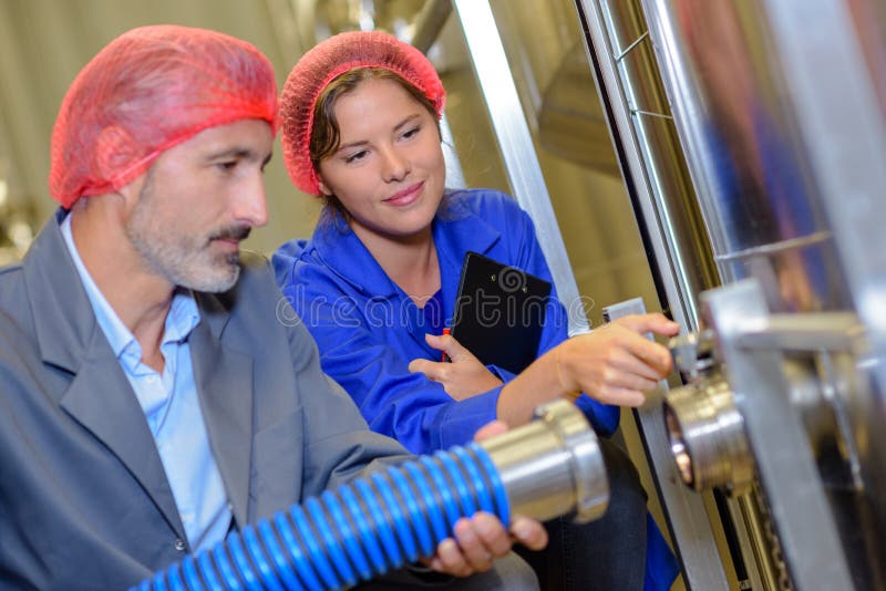 Industrial Wine Workers Checking Wine Stock Photo - Image of factory ...