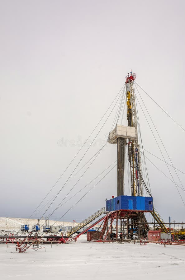 Drilling Rig for Drilling Wells for Oil and Gas. Winter. Day. Drilling ...