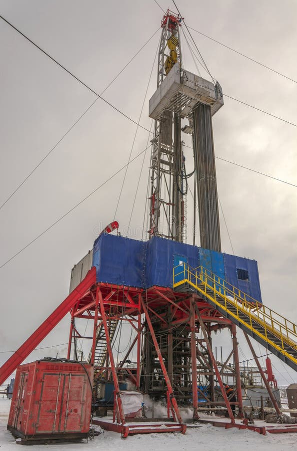 Drilling Rig for Drilling Wells for Oil and Gas. Winter. Day. Drilling ...