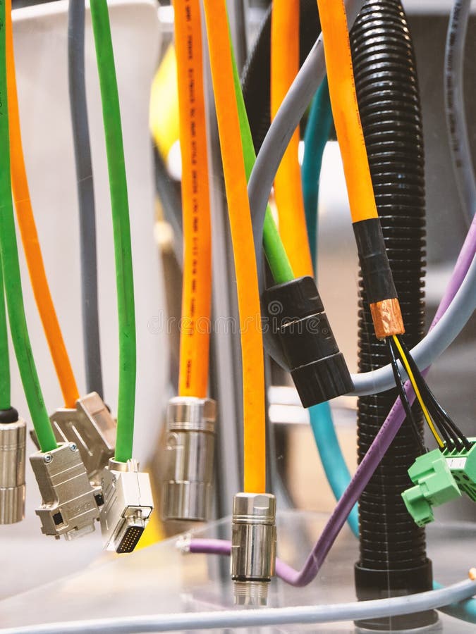 Industrial Wiring with Colorful Cables and Connectors Stock Photo ...
