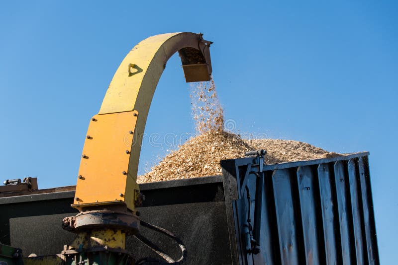 Industrial Wood Chipper in Action Stock Image - Image of equipment ...