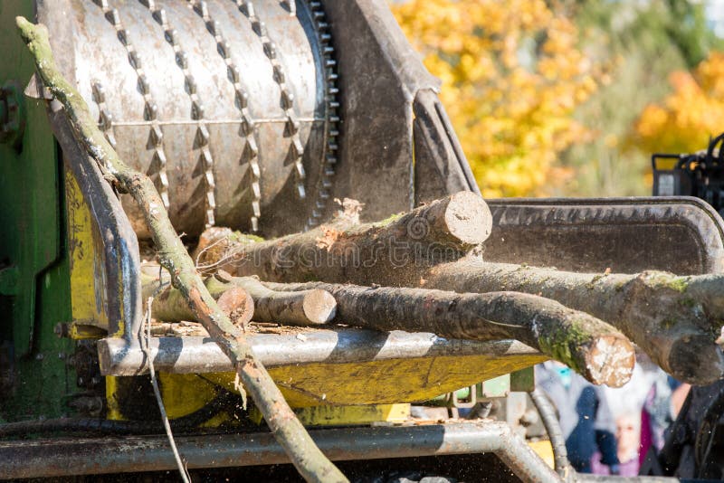 Industrial Wood Chipper in Action Stock Photo - Image of chopping ...
