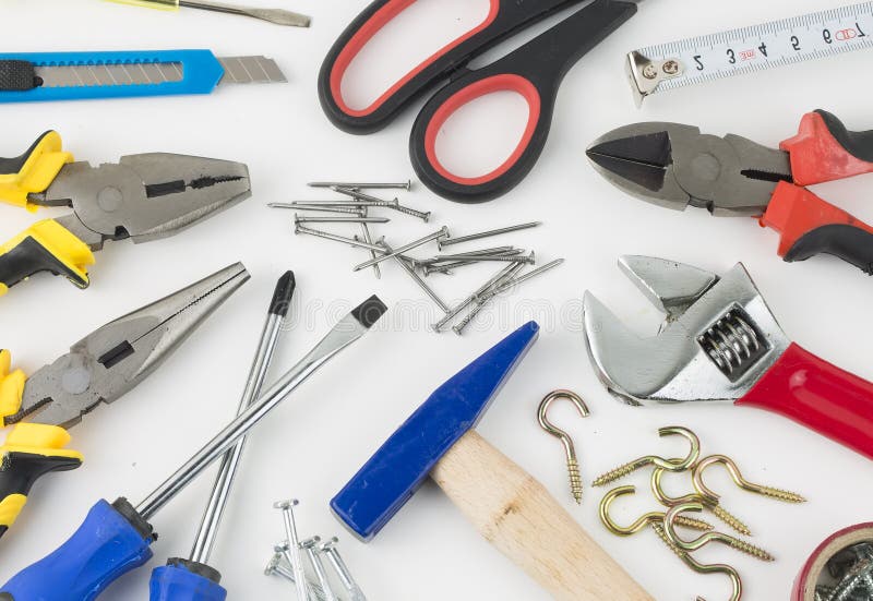 Industrial Work Tools,Set of Tools Isolated Stock Photo - Image of ...