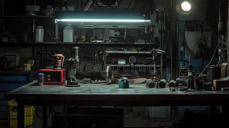 Industrial Workbench with Tools in a Workshop Stock Photo - Image of ...