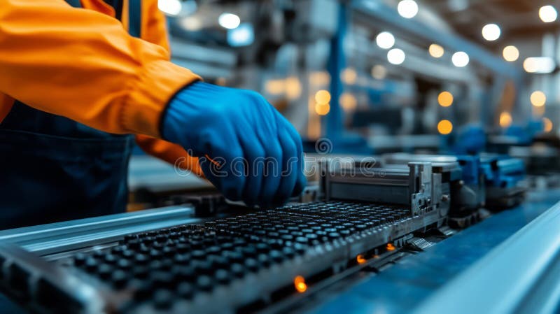 Industrial Worker Assembling Products on Production Line in Modern ...